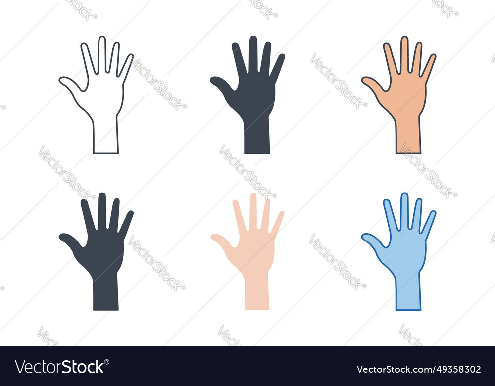 Hand raised icon collection with different styles Vector Image
