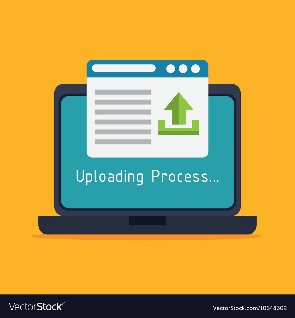 Laptop upload process design isolated Royalty Free Vector