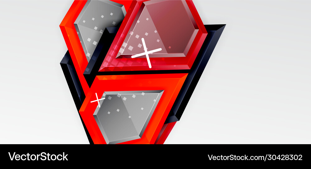 Metal glossy shiny geometric shapes with 3d effect