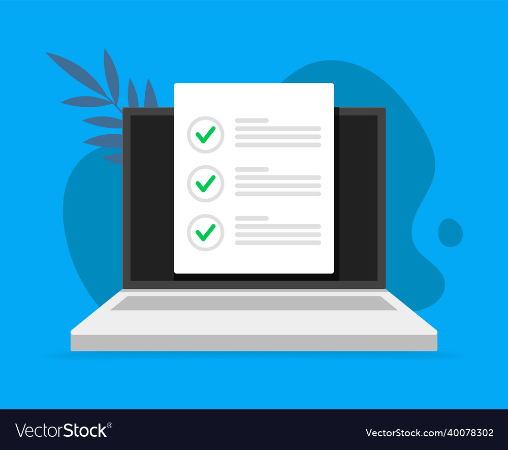 Online survey checklist questionnaire icon laptop Vector Image Online survey checklist questionnaire icon laptop Vector Image
