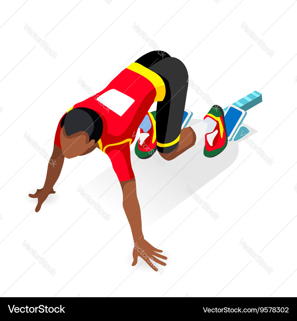 Running starting line 2016 sports isometric image Vector Image