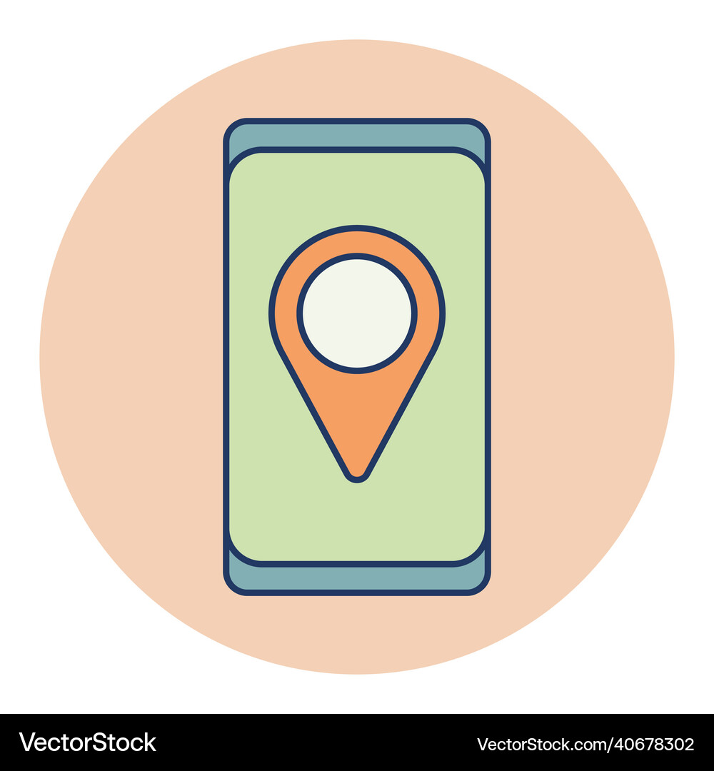 Smartphone with pin location style isolated icon Vector Image