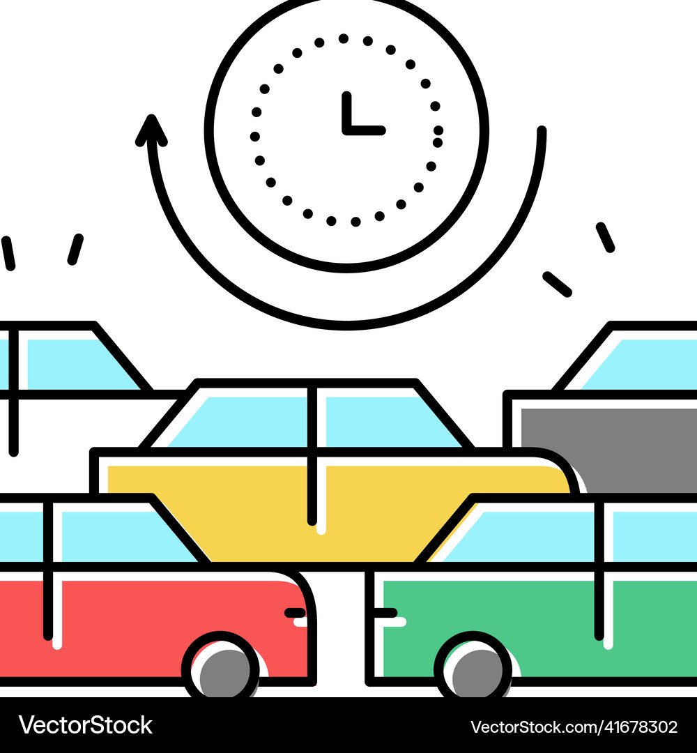 Waiting time in traffic jam color icon Royalty Free Vector