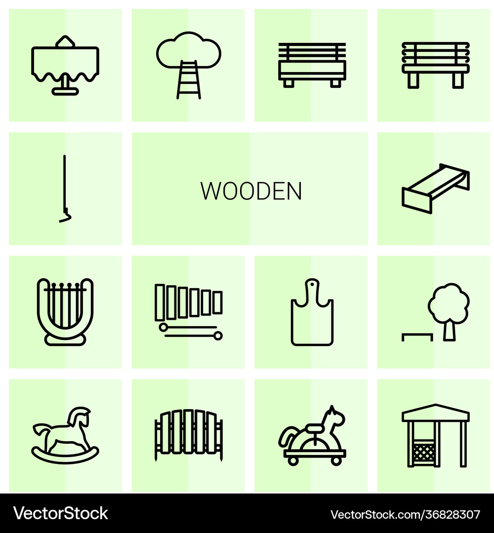 14 wooden icons Royalty Free Vector Image - VectorStock