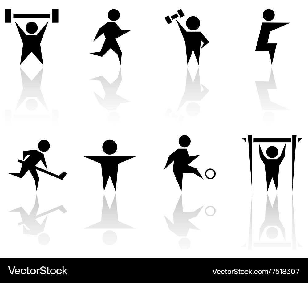 Athlete man set with reflection Royalty Free Vector Image