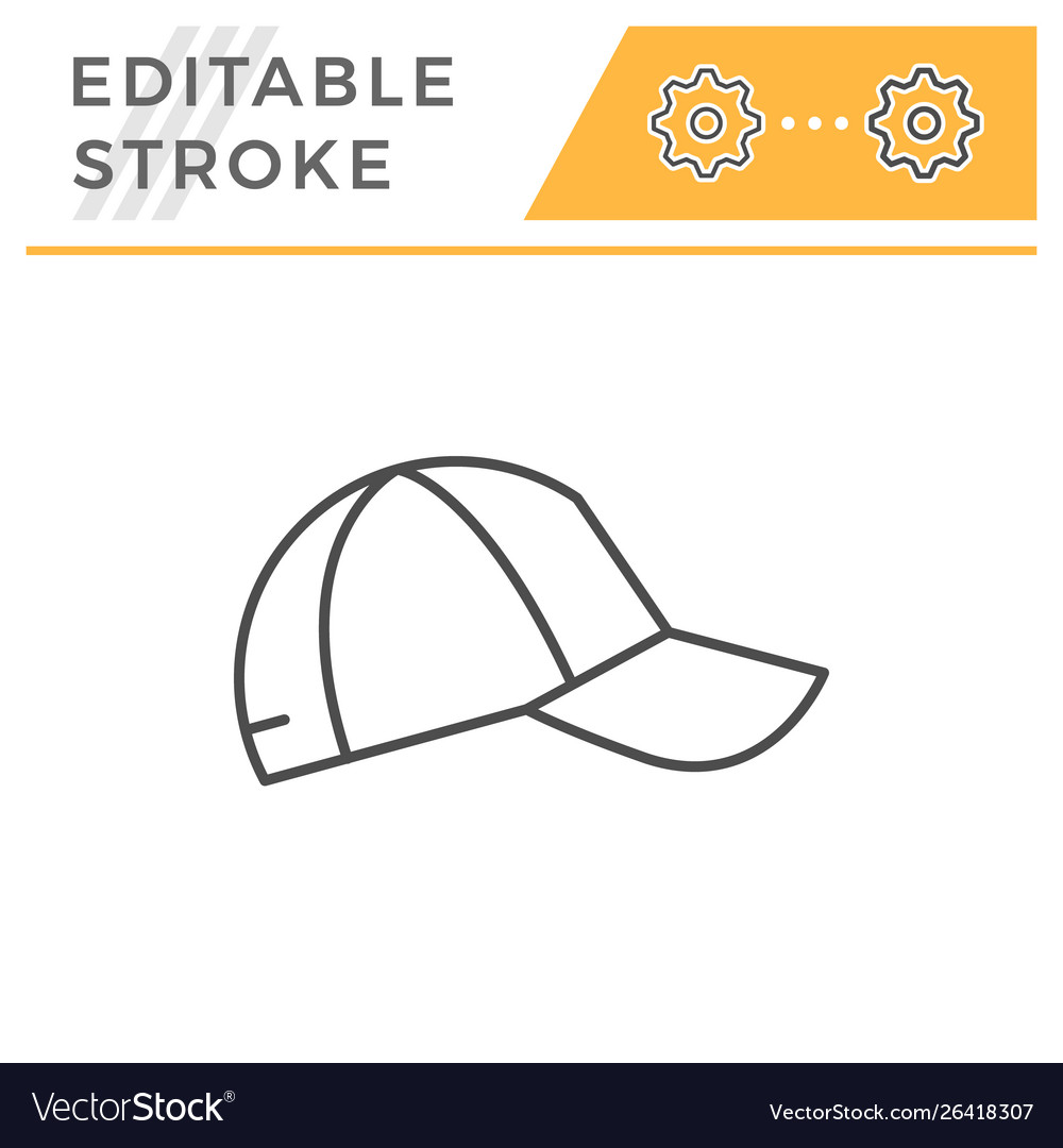 Baseball cap editable stroke line icon Royalty Free Vector