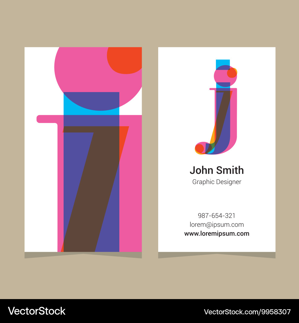 Business card letter j Royalty Free Vector Image