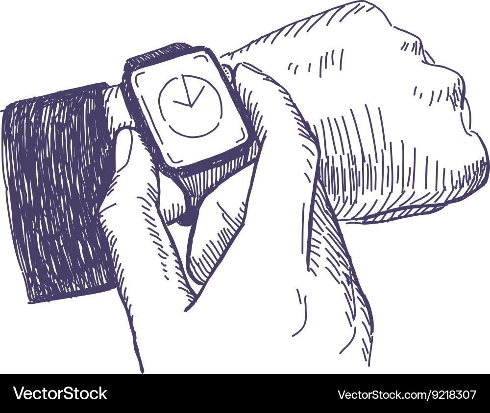 Businessman looking at hand watch Royalty Free Vector Image