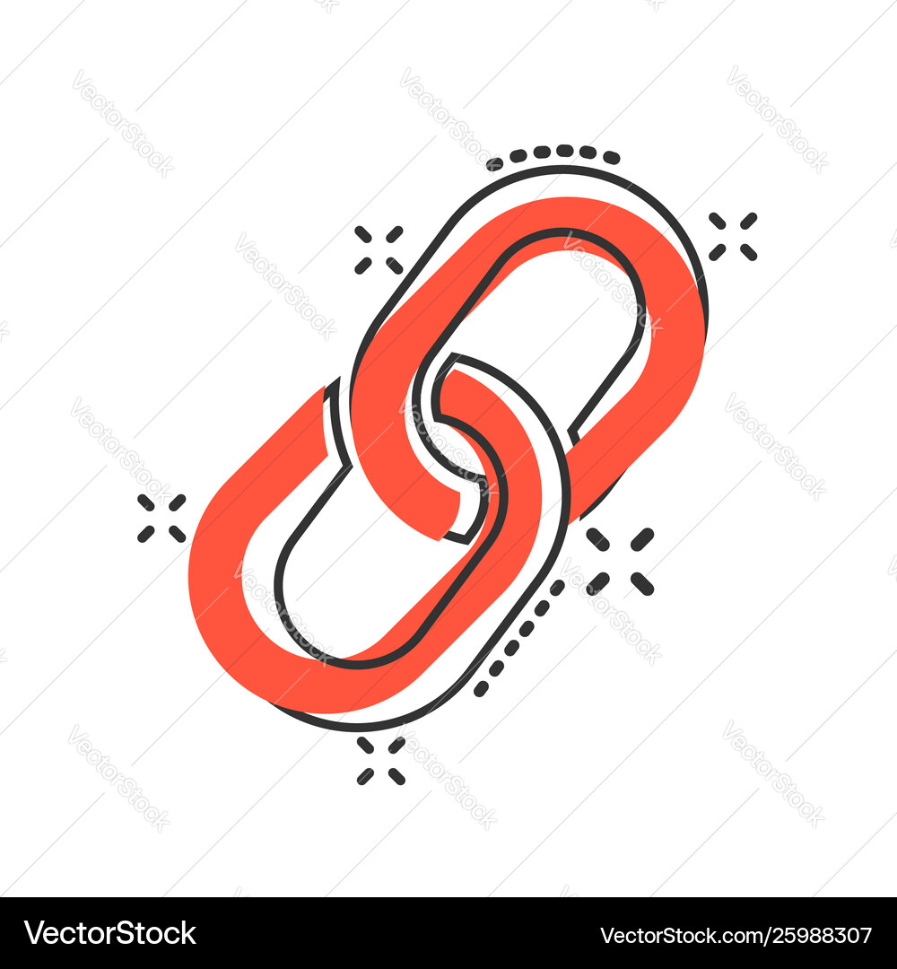 Chain sign icon in comic style link cartoon Vector Image