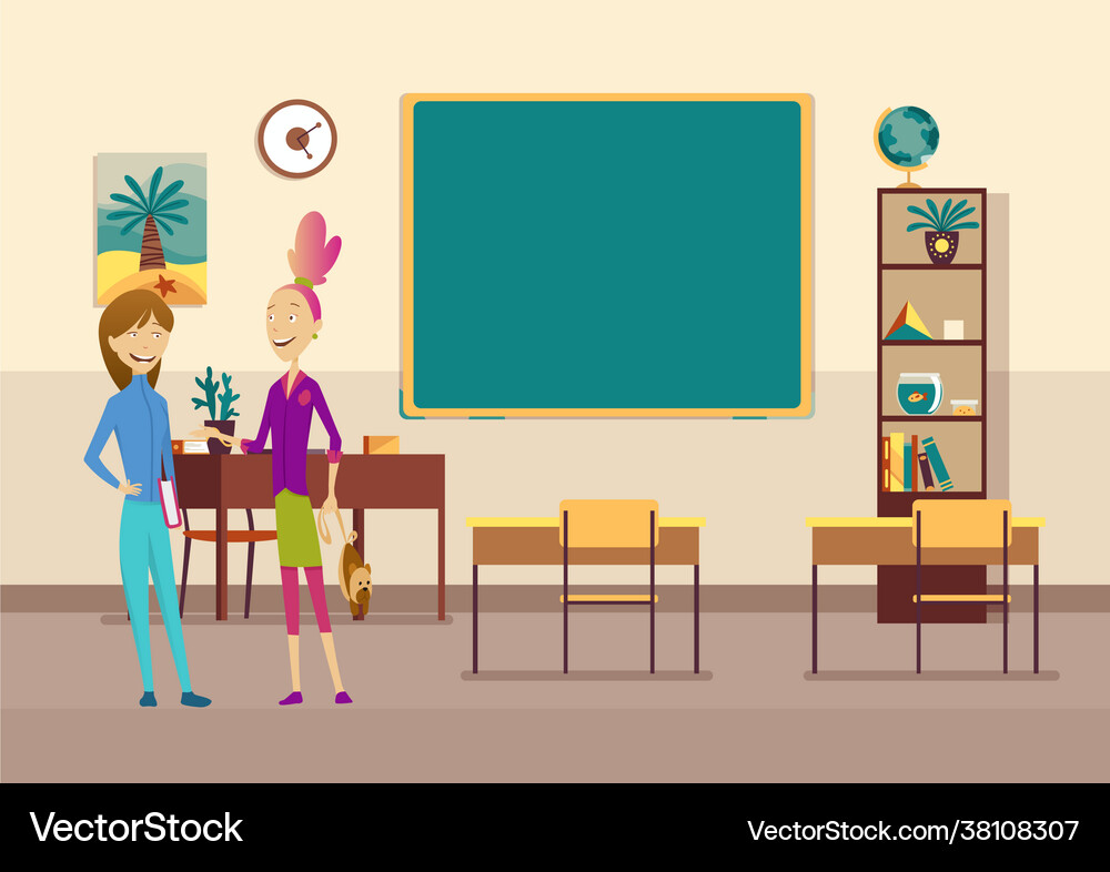 Classroom with pupils primary school kids modern Vector Image