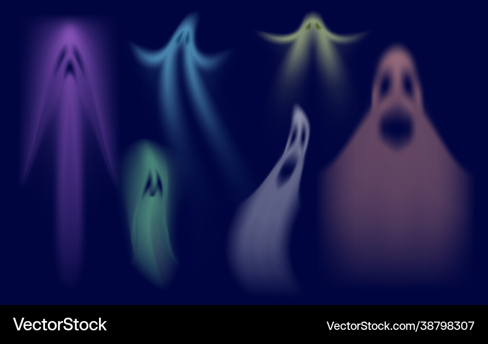 Colorful shadows ghost swanky halloween Royalty Free Vector