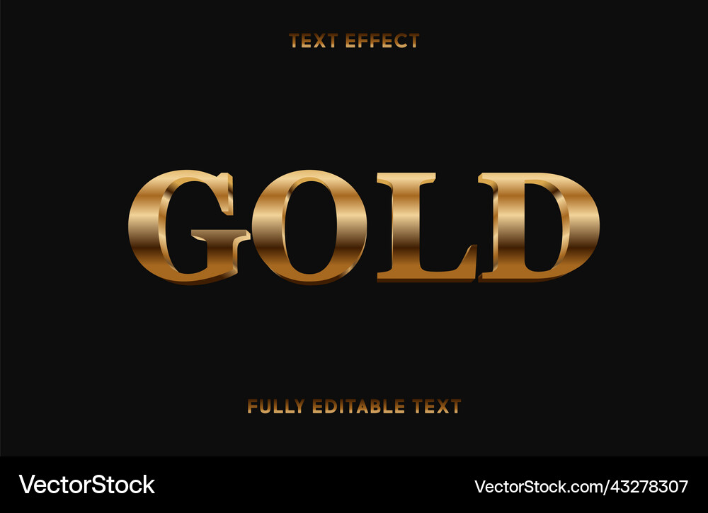 Elegant bold gold text effect design Royalty Free Vector