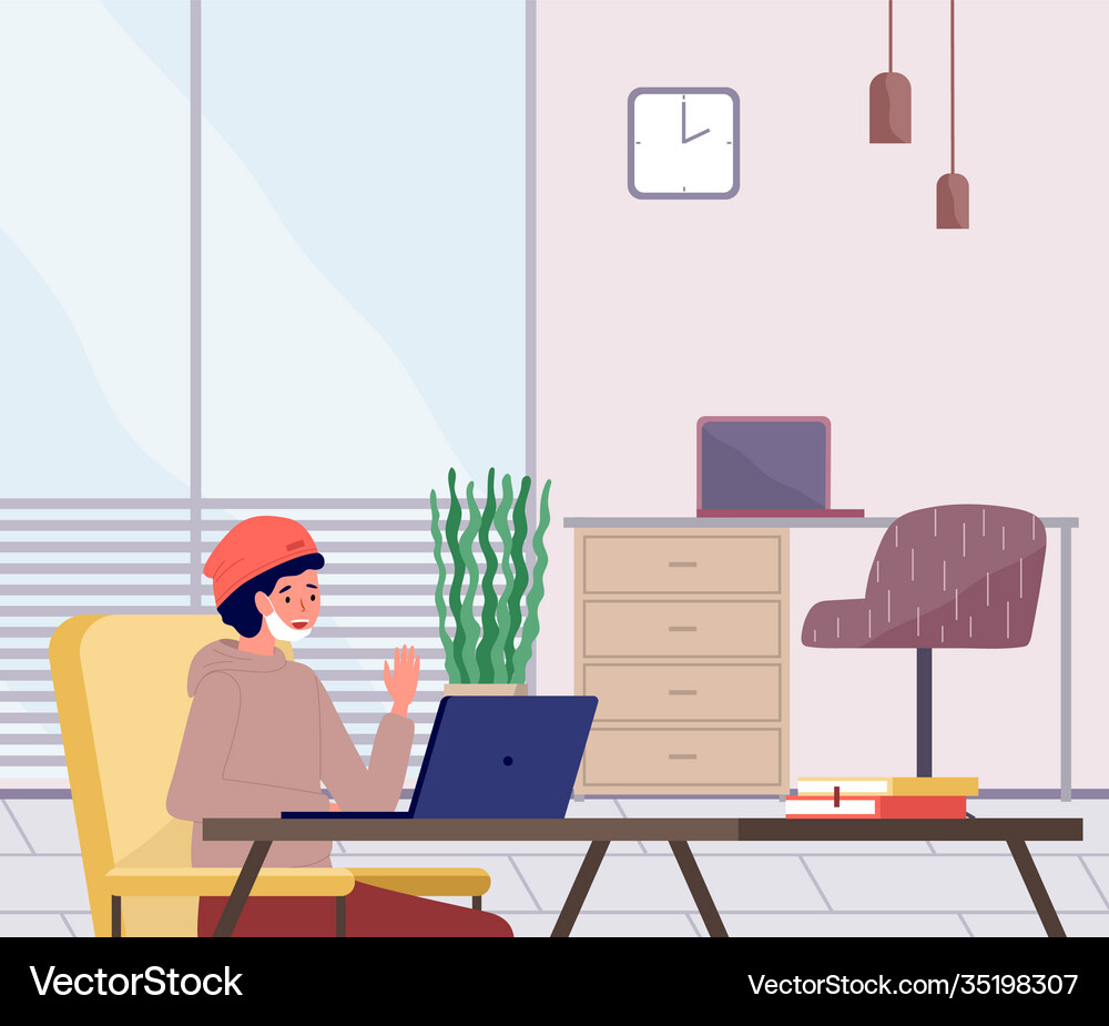 Freelance job masked man Royalty Free Vector Image