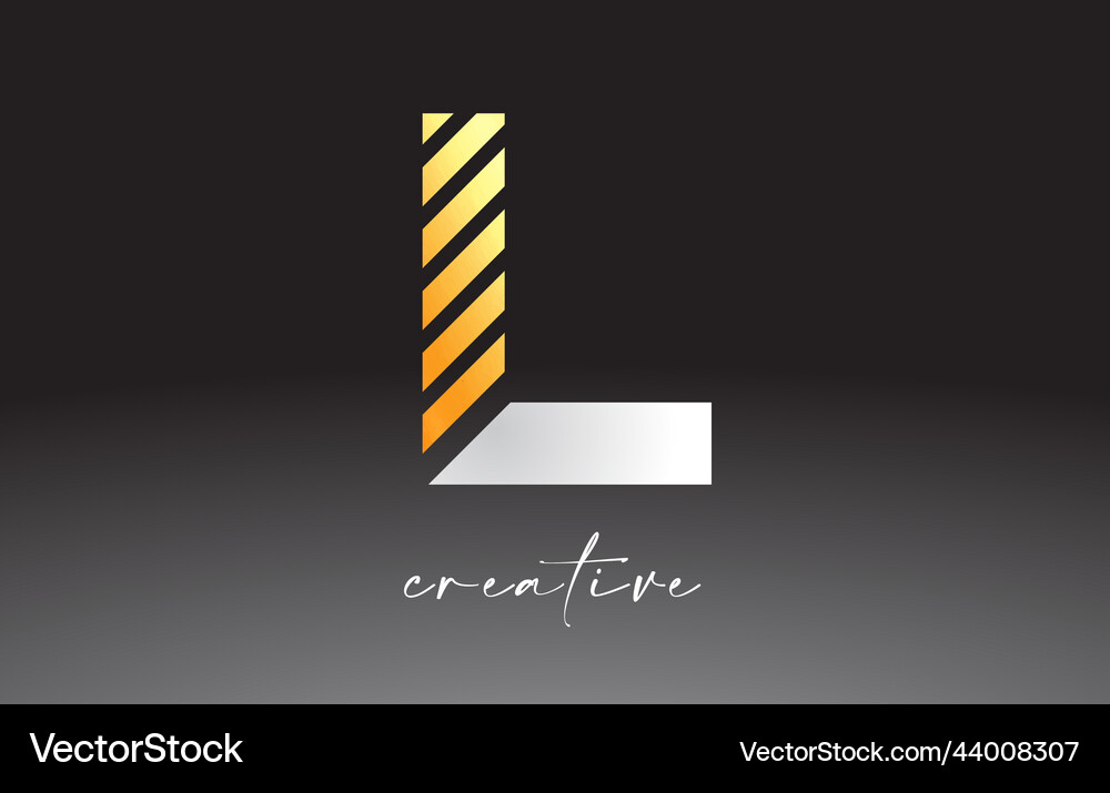 Golden lines letter l logo design with creative Vector Image