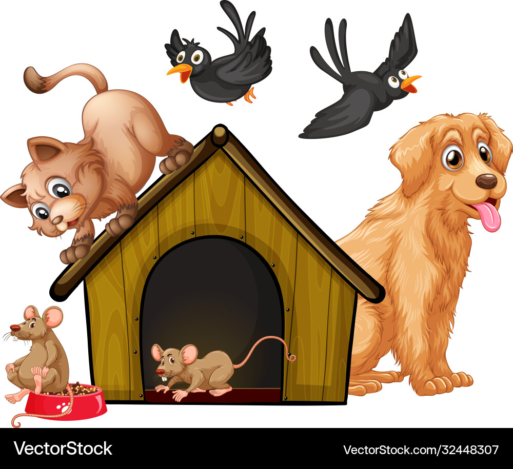Group cute animals cartoon character isolated Vector Image