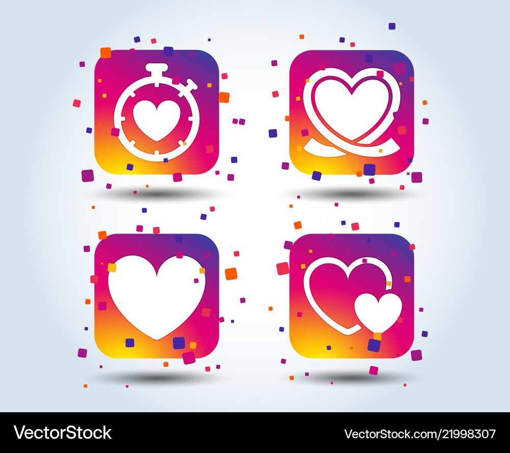 Heart ribbon icon timer stopwatch symbol Vector Image