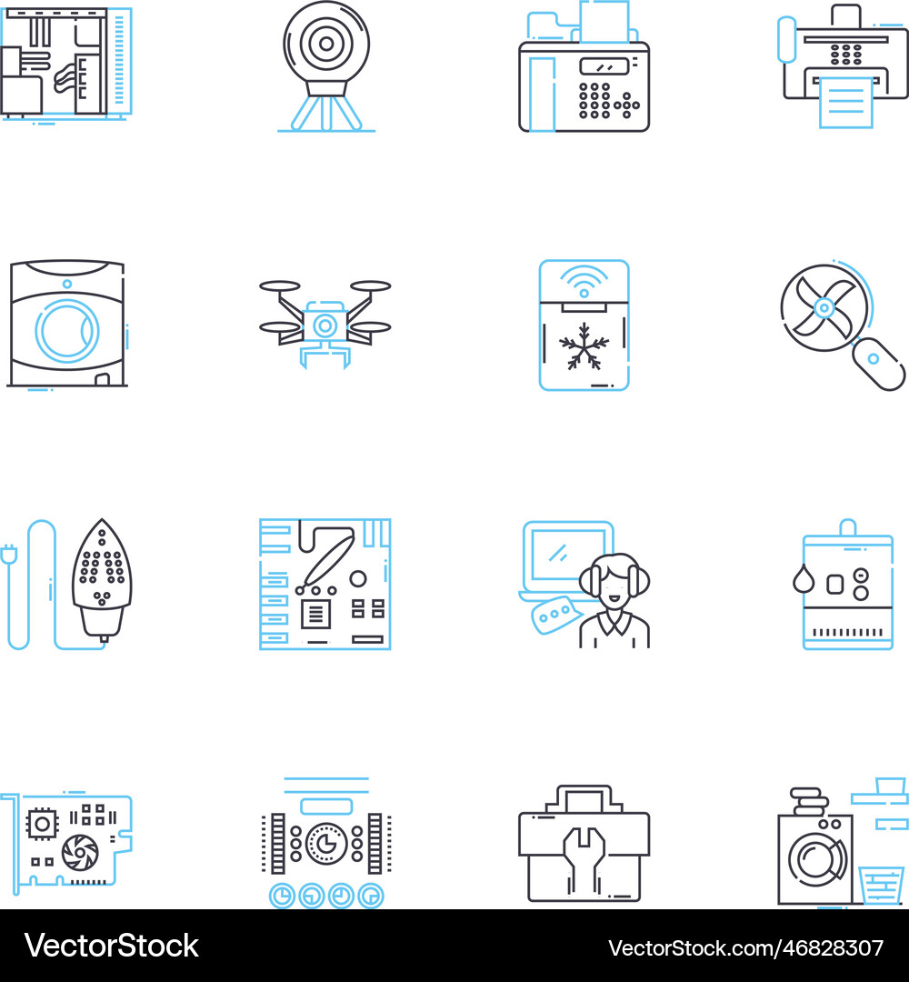 Mechanical machinery linear icons set gears Vector Image