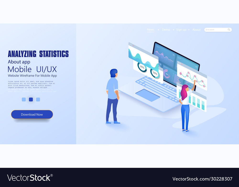 Online statistics and data analytics digital Vector Image