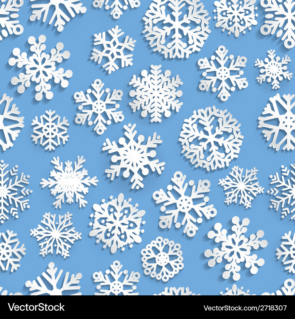 Seamless pattern of paper snowflakes Royalty Free Vector