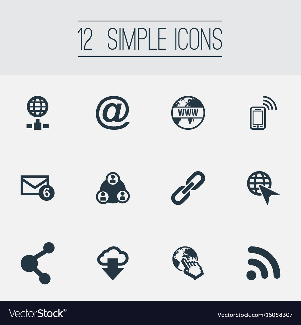 Set of simple internet icons Royalty Free Vector Image