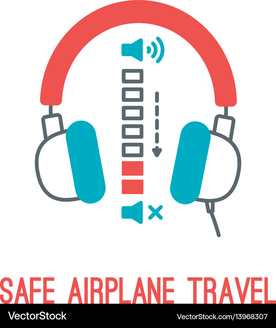 Thin line icons for airplane safety concept Vector Image