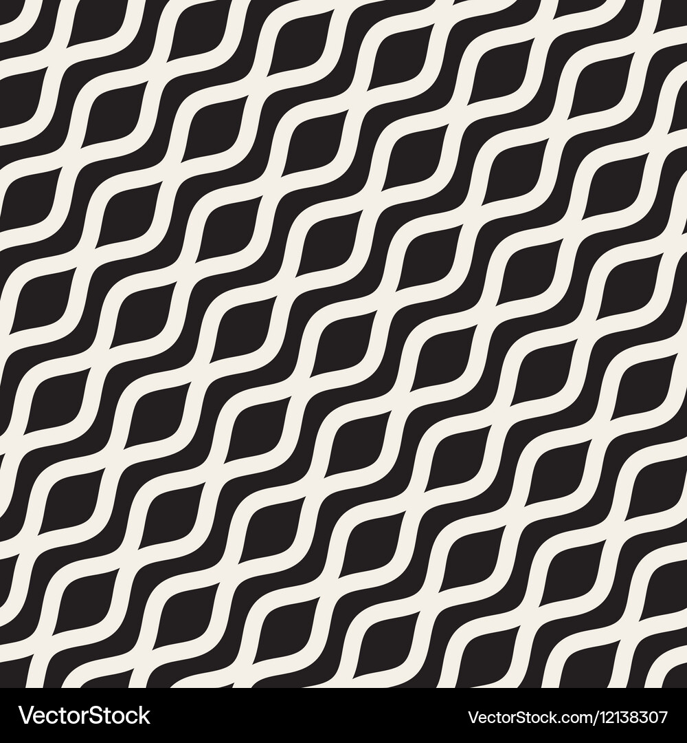Wavy ripple lines seamless black and white Vector Image
