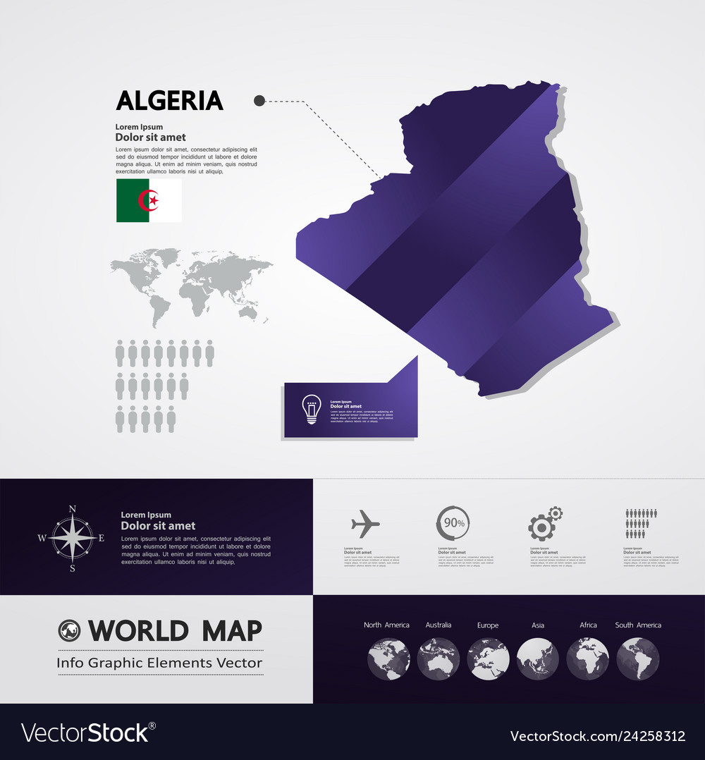 Algeria map Royalty Free Vector Image - VectorStock