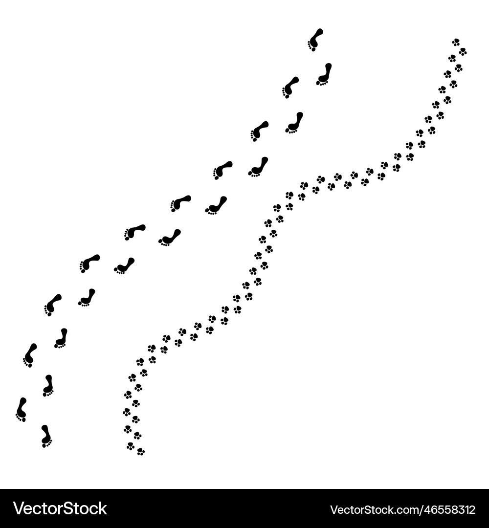 Black man dog tracks on white background Vector Image
