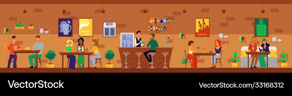 Cartoon people having conversation in cafe Vector Image