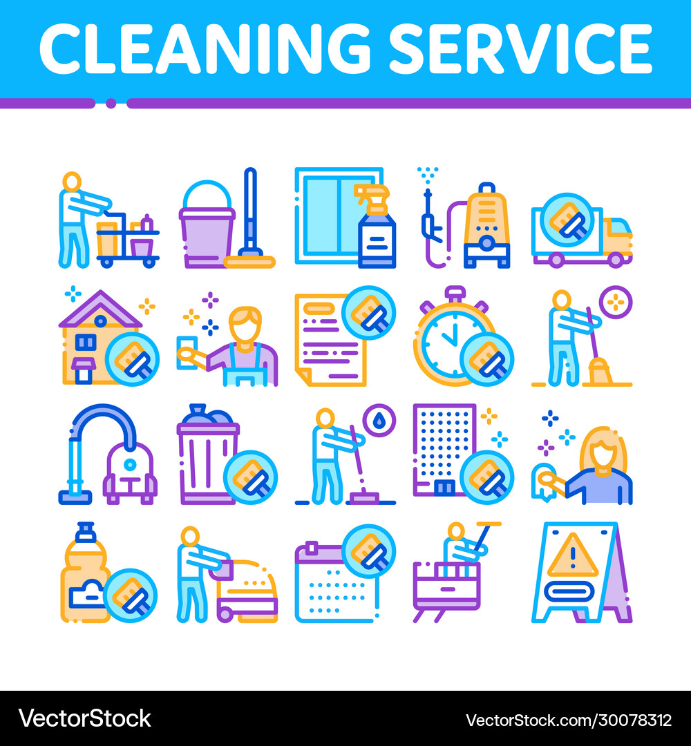 Cleaning service tool collection icons set Vector Image
