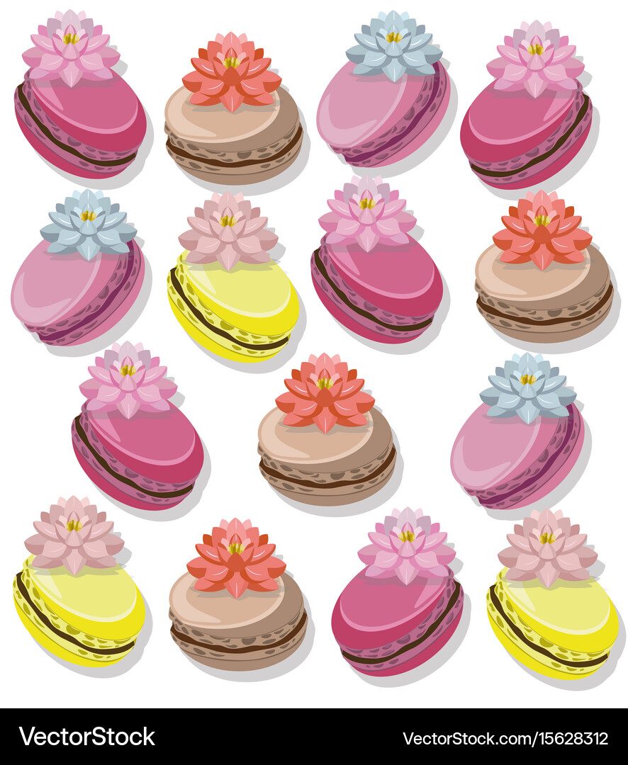Delicious macaroon colorful dessert set Royalty Free Vector