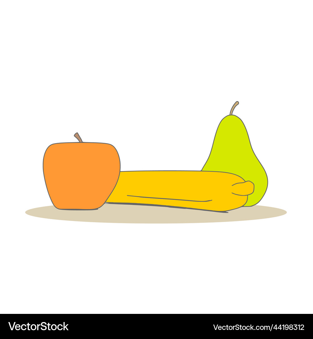 Fruits collection apple banana and pear thin Vector Image