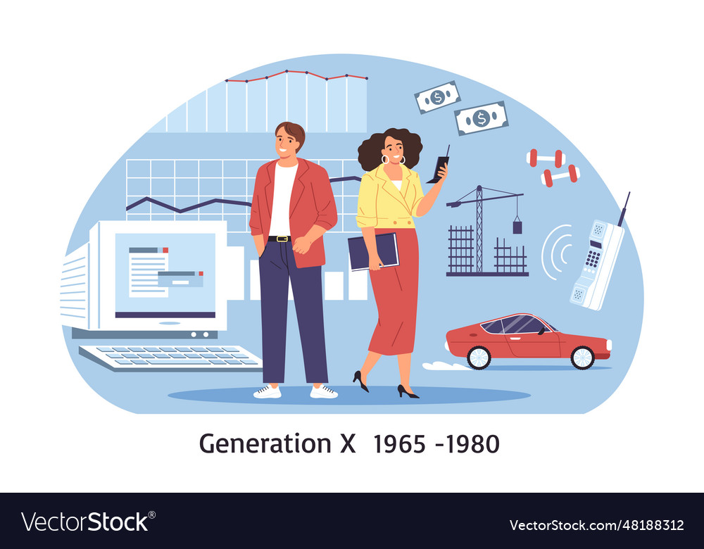 Generation x people composition Royalty Free Vector Image
