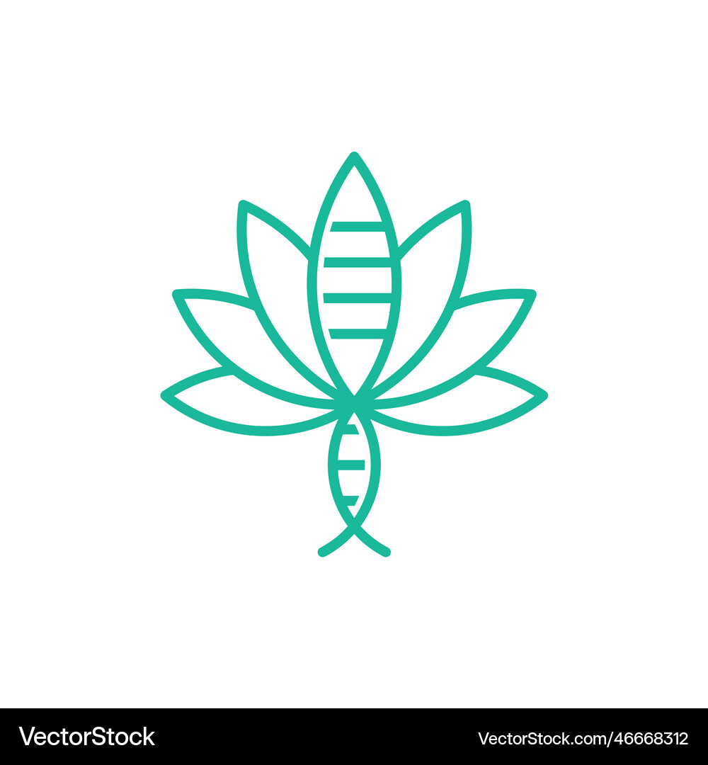 Green cannabis with dna line modern logo Vector Image