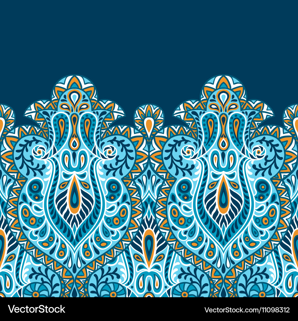 Indian ethnic seamless birder with hand drawn Vector Image