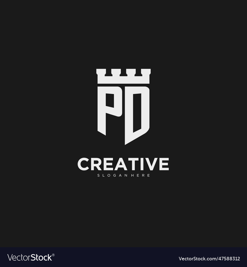 Initials pd logo monogram with shield Royalty Free Vector