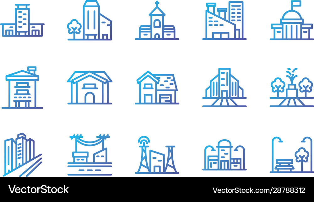 Isolated city buildings icon set design Royalty Free Vector