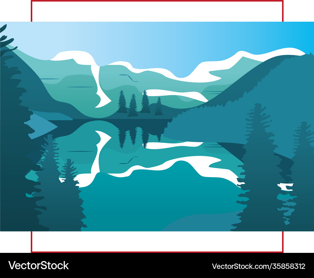 Mountain forest wild nature scene landscape Vector Image