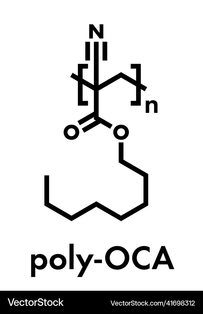 Polyoctyl cyanoacrylate polymer chemical Vector Image