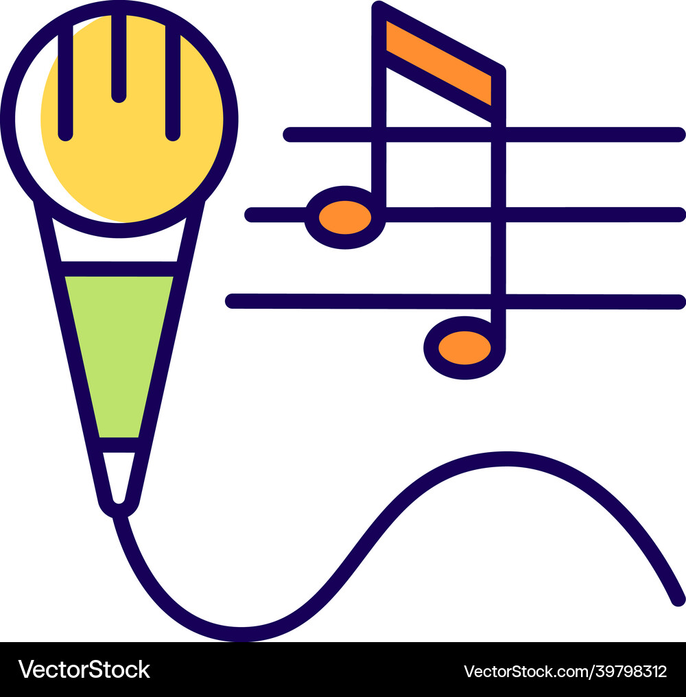 Talent for singing rgb color icon Royalty Free Vector Image