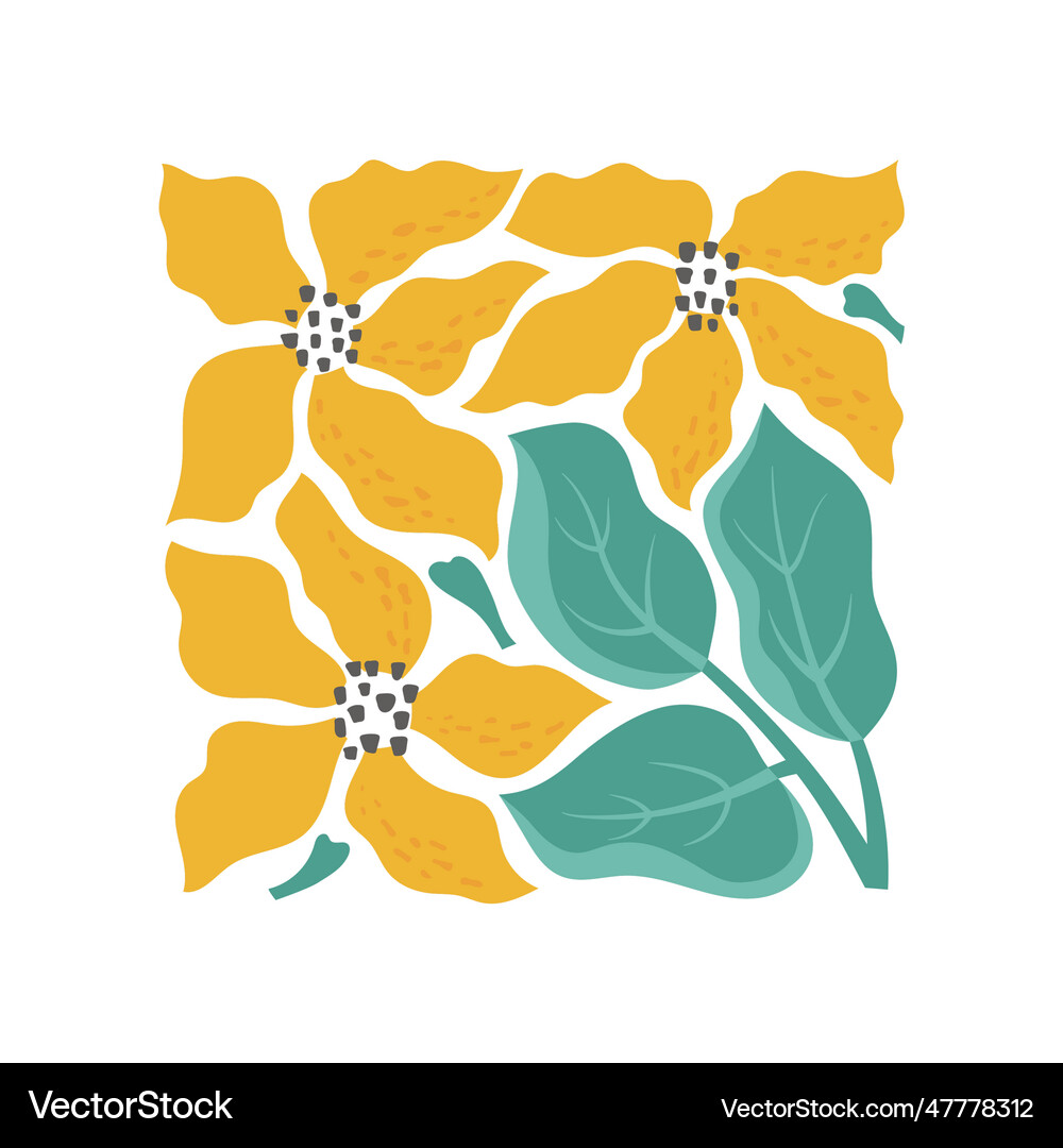 Trendy botanical abstract sunflowers poster Vector Image