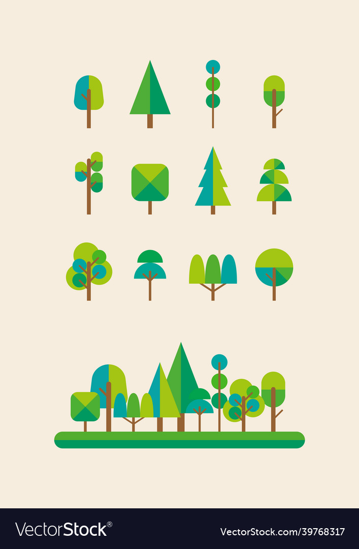 2d view of trees forest Royalty Free Vector Image