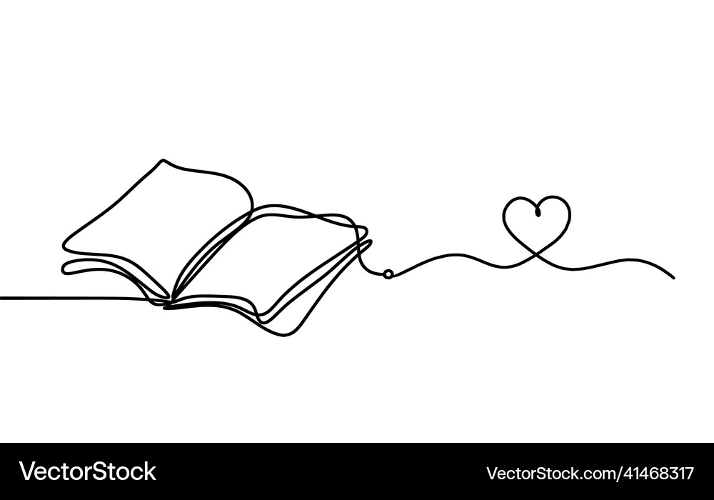 Abstract book with heart as line drawing on white Vector Image
