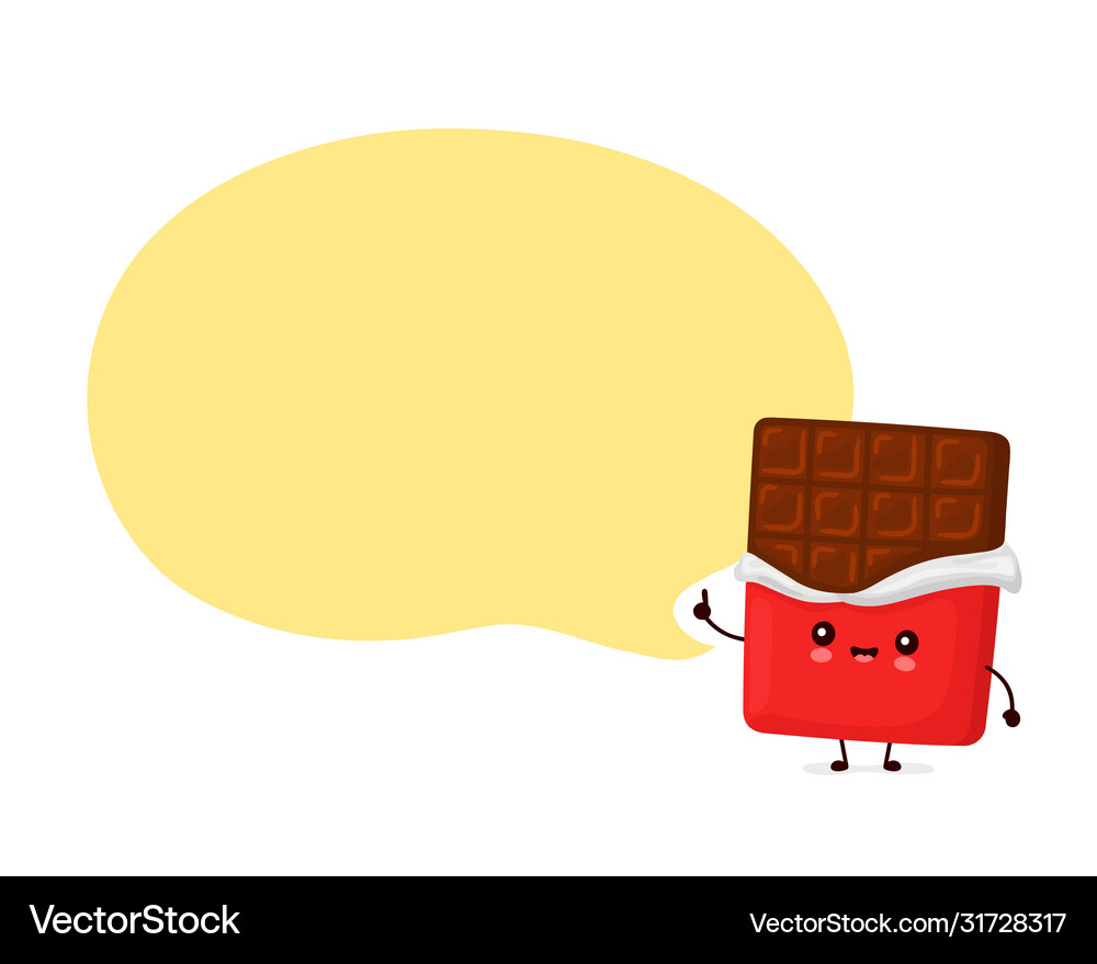Cute happy funny chocolate bar with speech bubble Vector Image