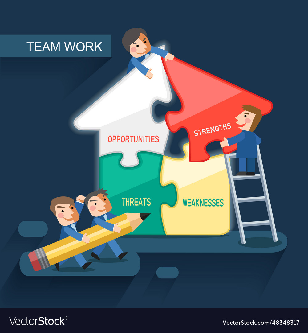 Flat design for team work concept Royalty Free Vector Image