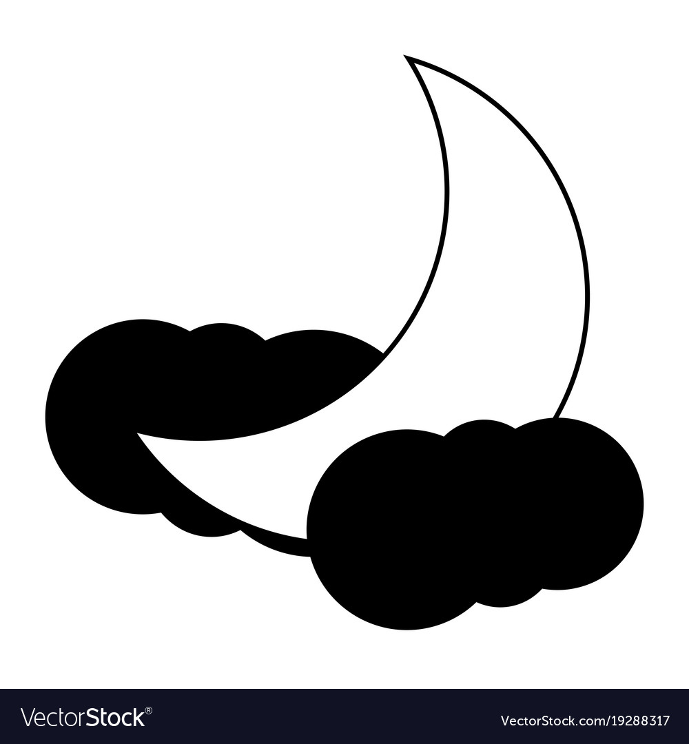 Moon and clouds icon Royalty Free Vector Image