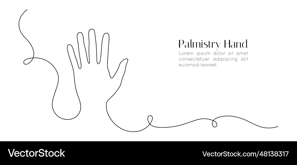 One continuous line drawing of palm hand human Vector Image