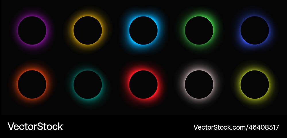 Set of circle illuminate light frames with color Vector Image