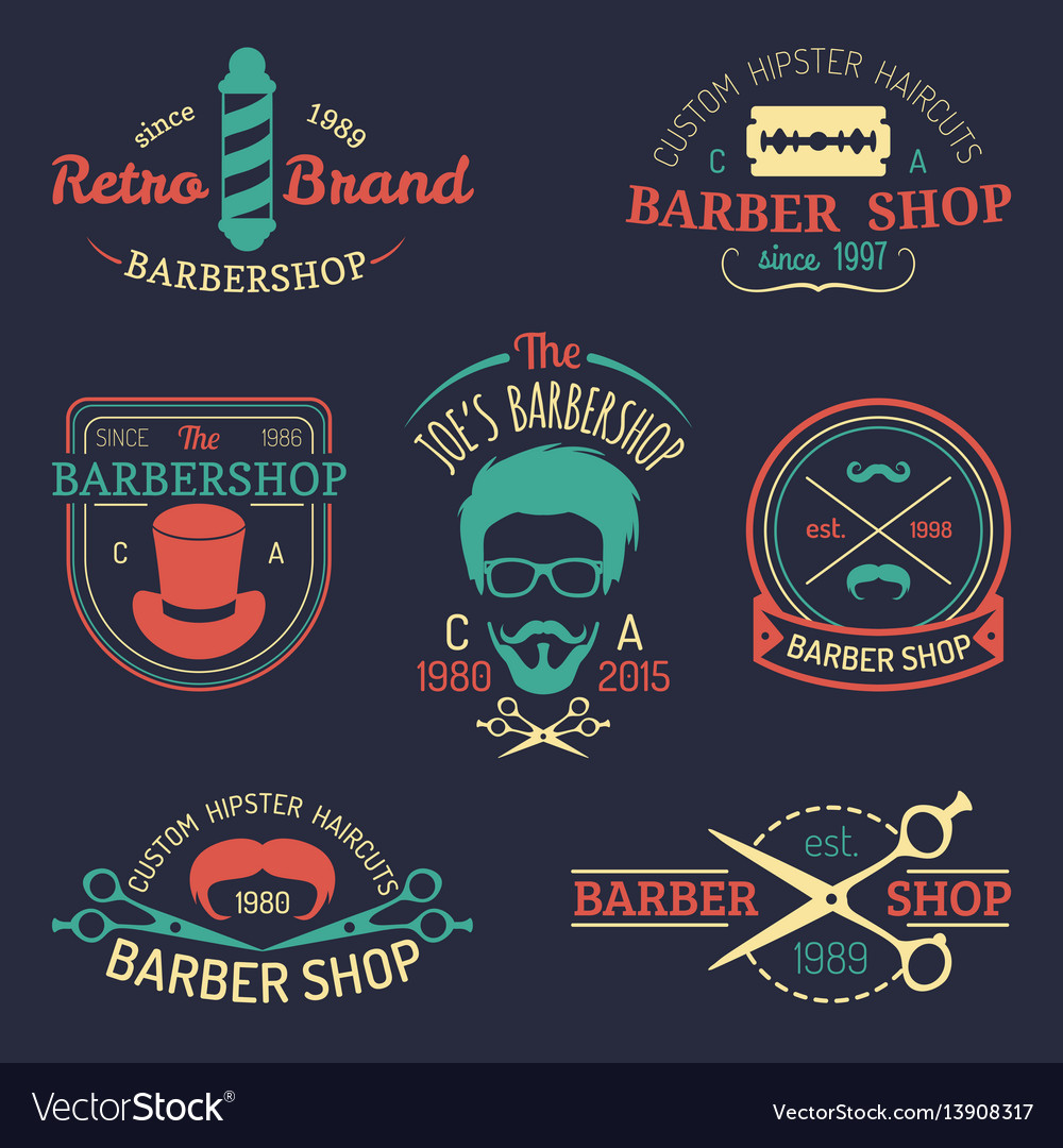 Set vintage hipster barbershop logos Royalty Free Vector Set vintage hipster barbershop logos Royalty Free Vector
