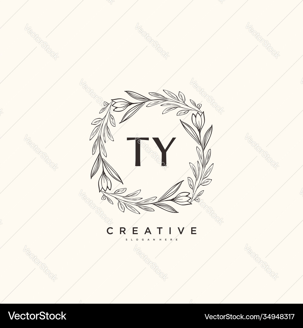 Ty beauty initial logo art handwriting logo Vector Image